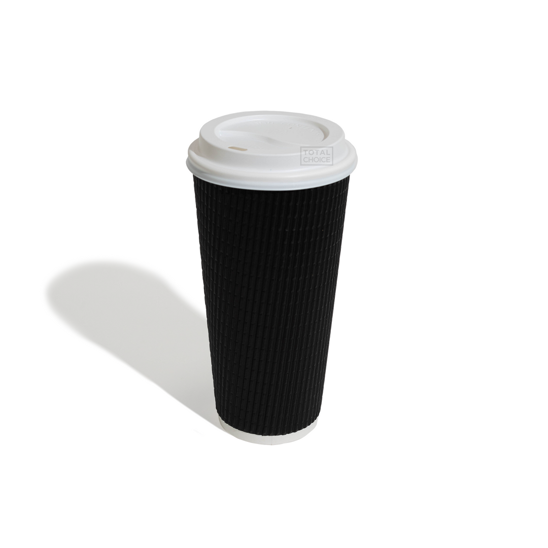 Corrugated Coffee Cups 20oz Black | Insulated & Durable – Total Choice