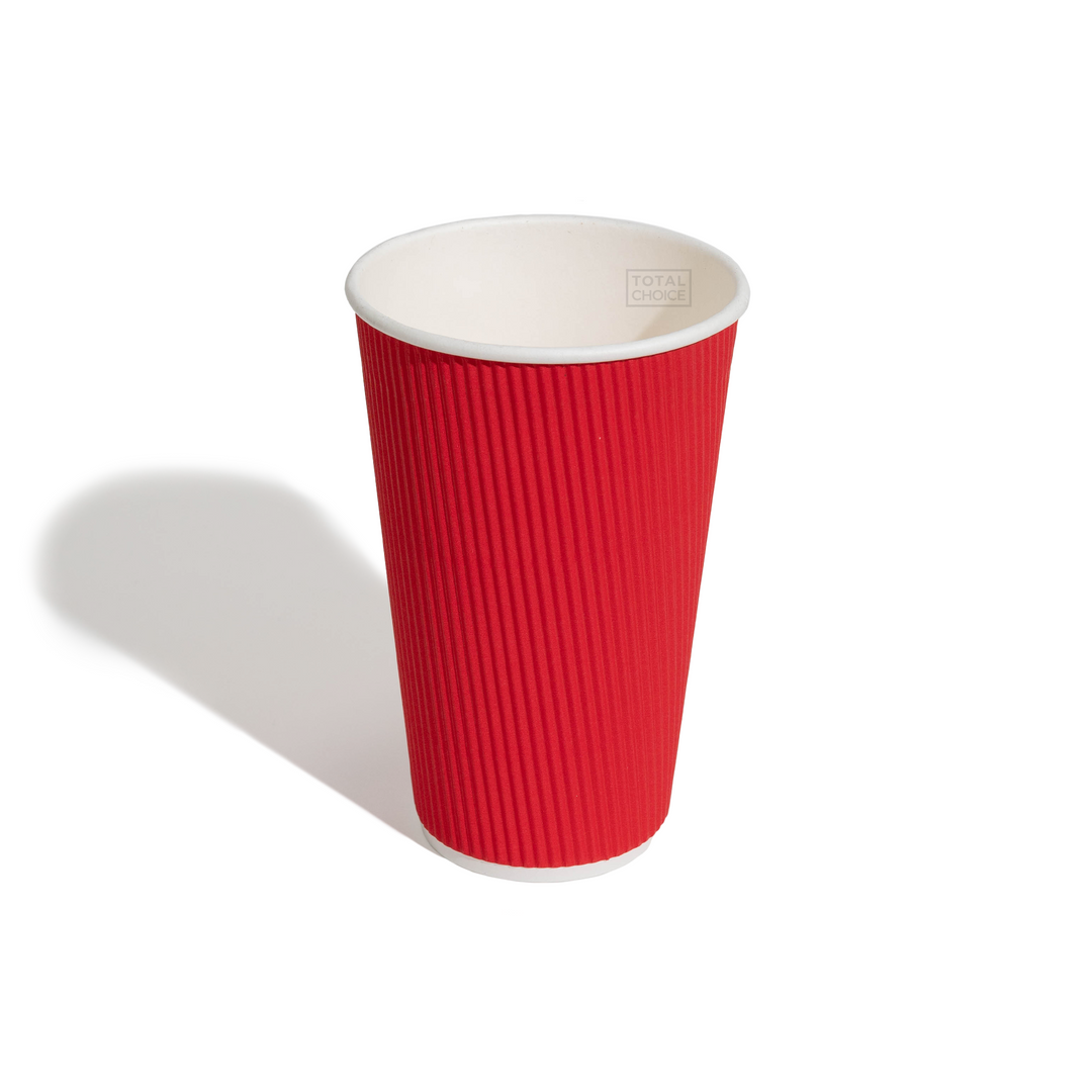 Corrugated Coffee Cup 16oz Red | Insulated & Durable – Total Choice